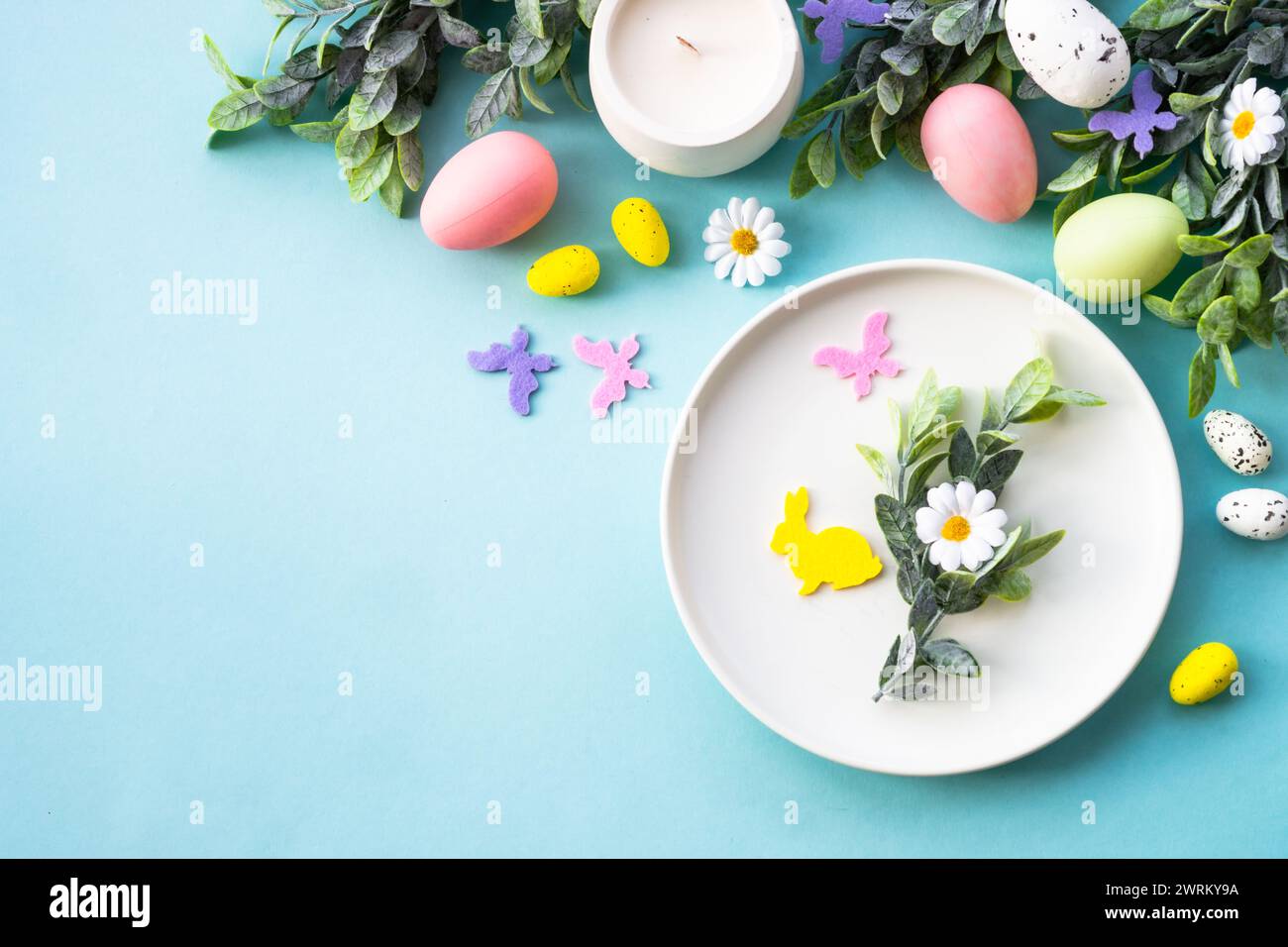 Easter table setting, Easter food background Stock Photo - Alamy