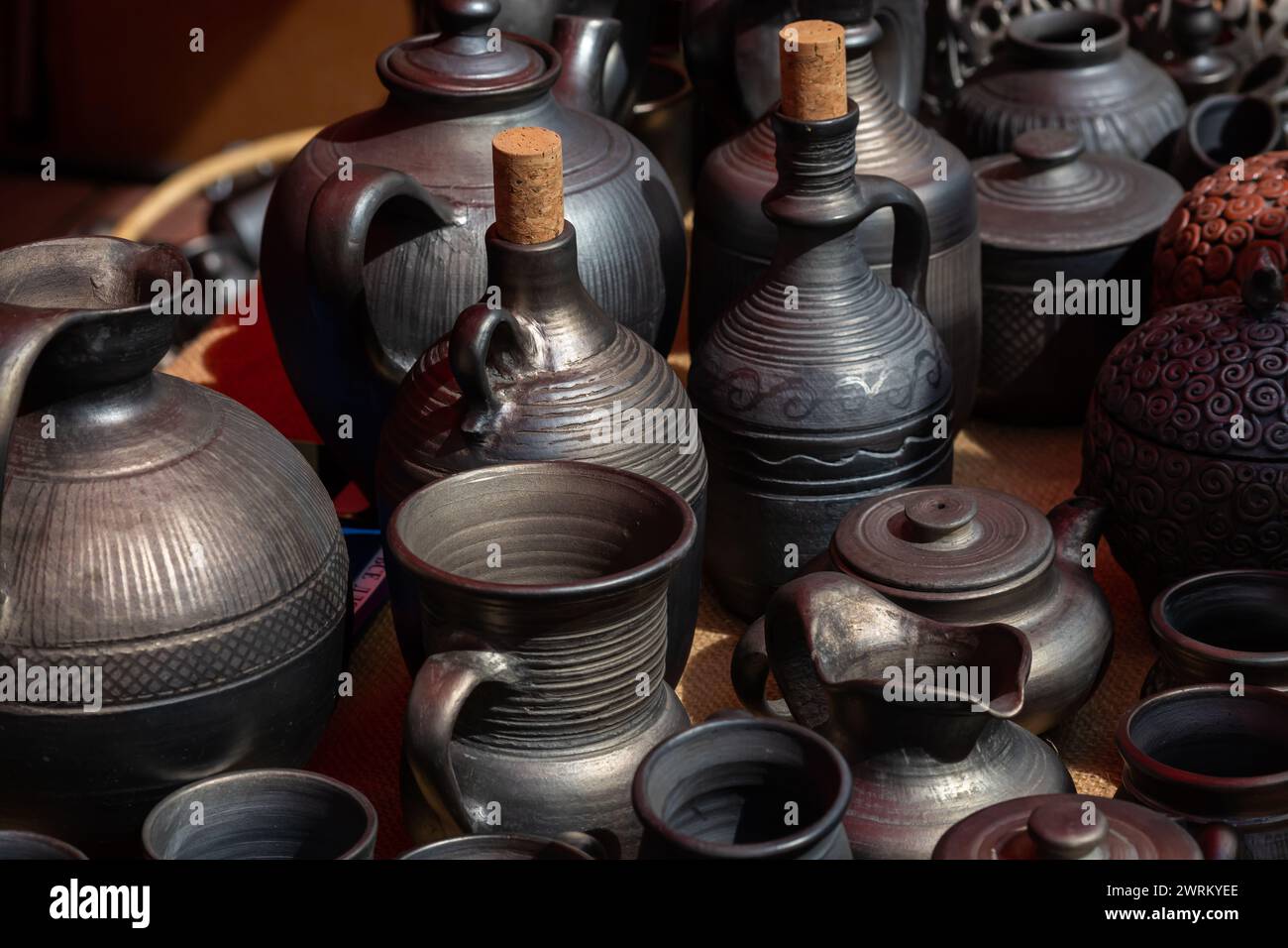 Traditional homemade ceramic pots on traditional crafts fair Stock ...