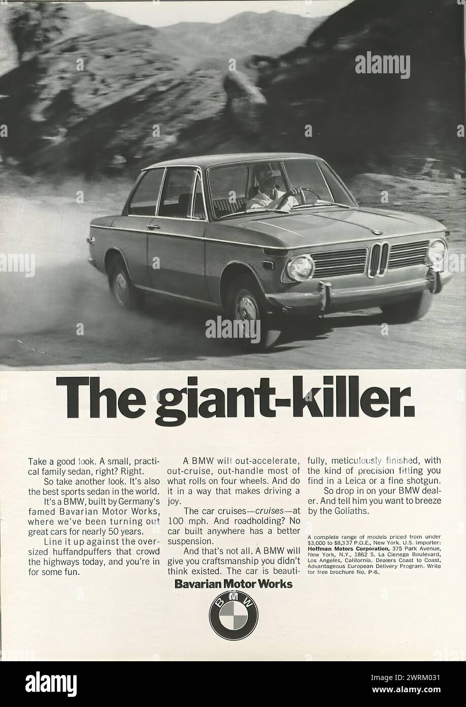 BMW - 1970 - Vintage American magazine car advert from the 70s Stock Photo - Alamy