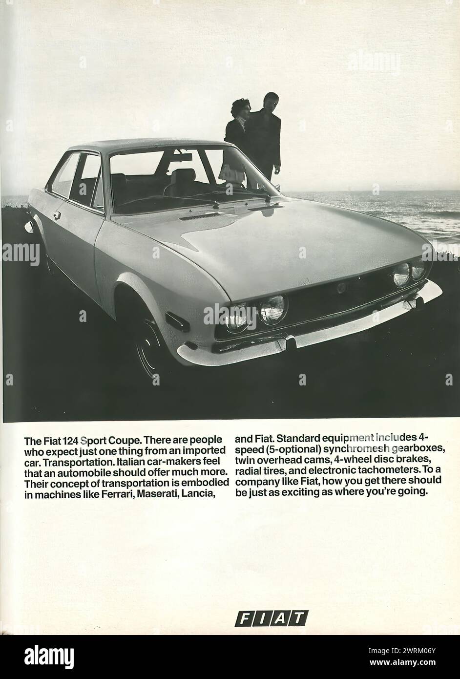 Fiat - 1970 - Vintage American magazine car advert from the 70s Stock ...
