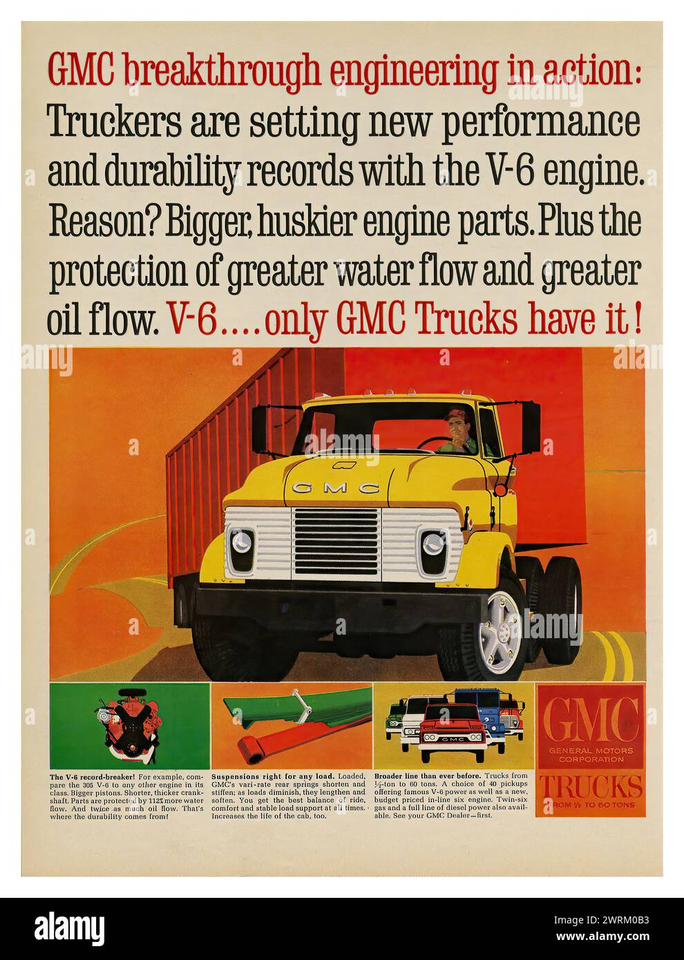 GMC Trucks (1963) - Vintage American magazine car advert Stock Photo ...