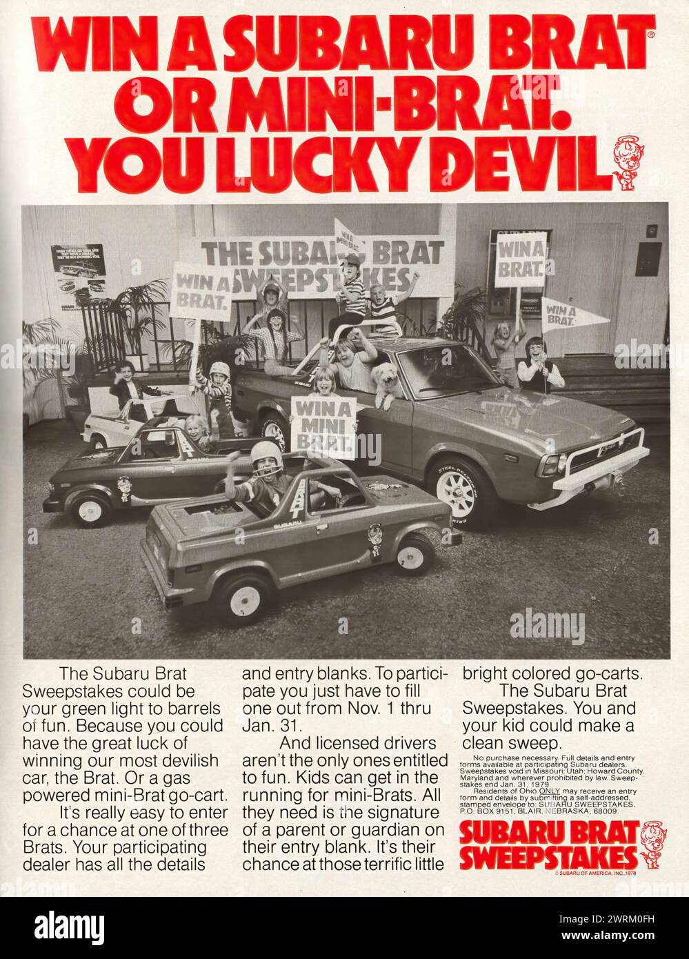 Subaru - 1979 - Vintage American magazine car advert from the 70s Stock ...