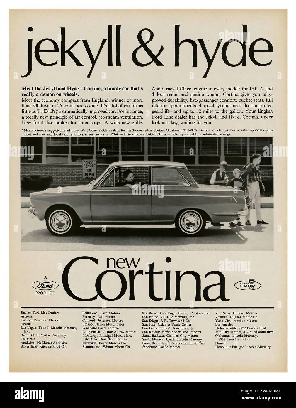Ford Cortina (1965) - Vintage American magazine car advert Stock Photo ...