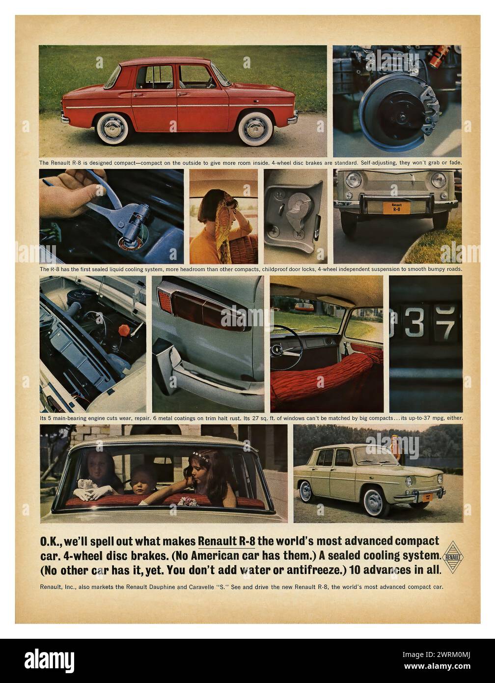 Renault R 8 - Vintage American magazine car advert Stock Photo - Alamy
