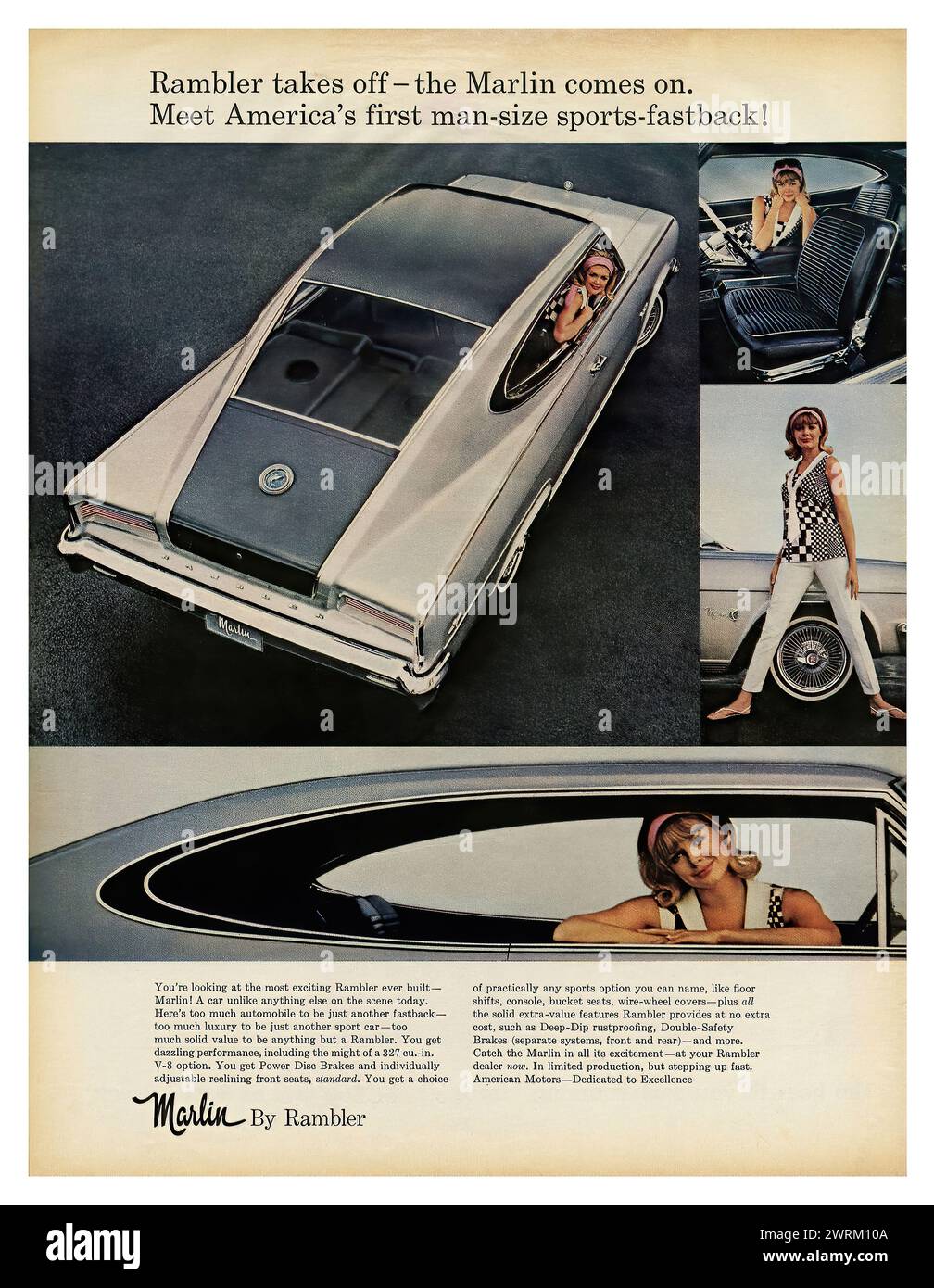 Marlin by Rambler (1965) - Vintage American magazine car advert Stock ...