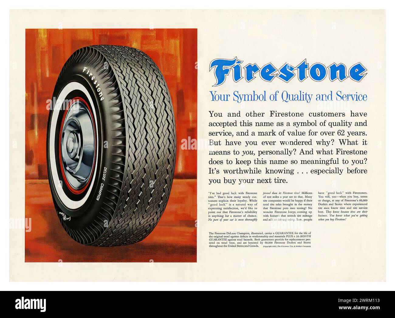 Firestone 01 - Vintage American magazine car advert Stock Photo - Alamy