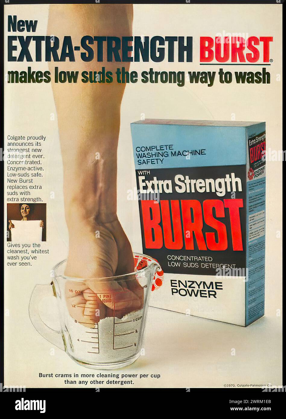 Burst - 1970 - Vintage American magazine advert from the 70s Stock ...