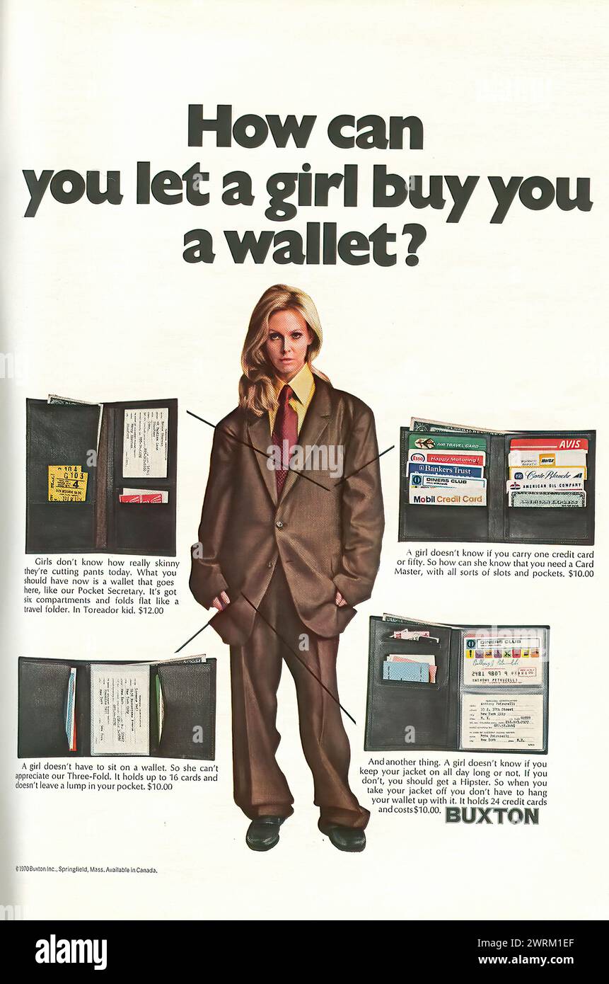 Buxton - 1970 - Vintage American magazine advert from the 70s Stock ...