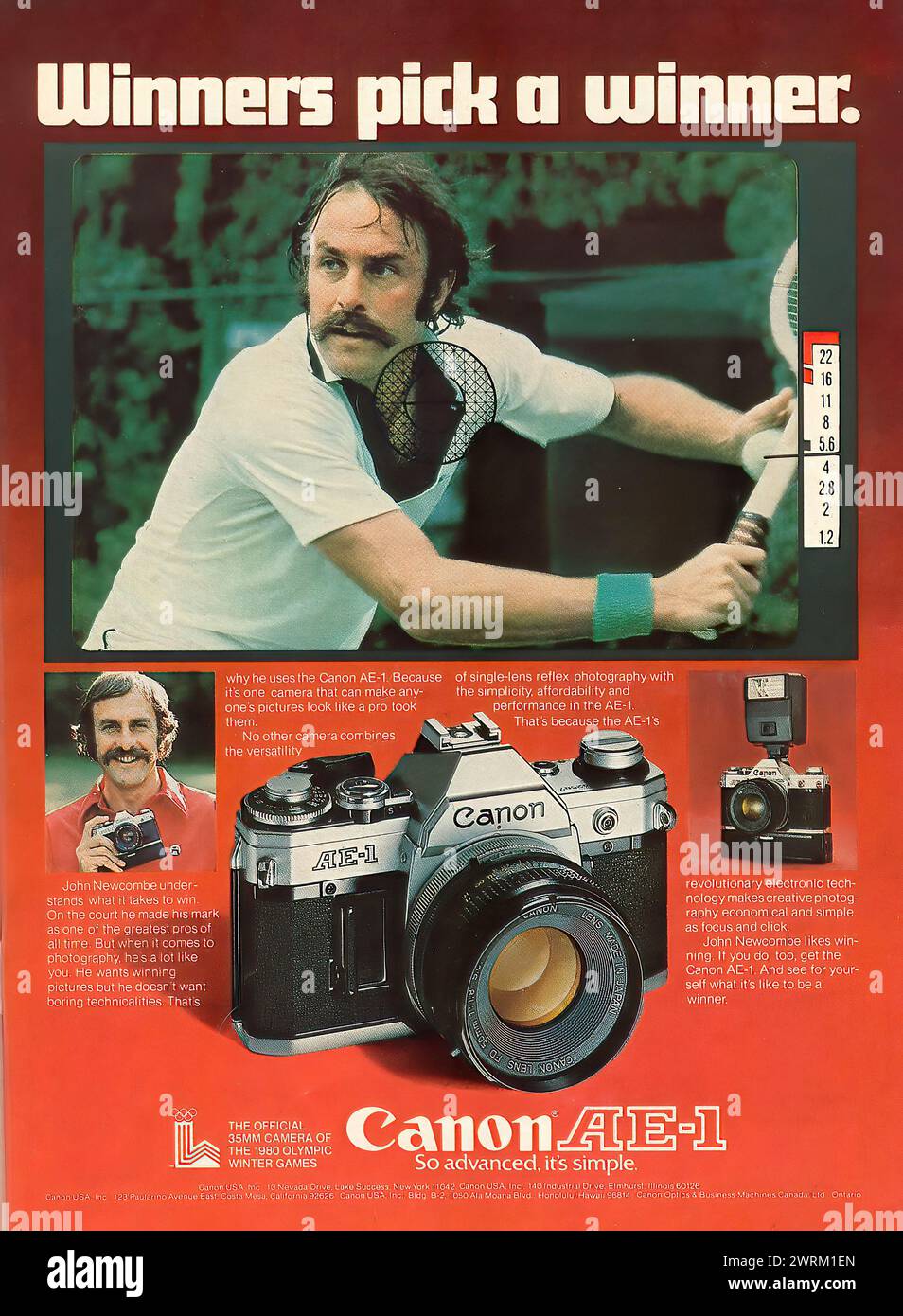 Canon AE-1 - 1979 - Vintage American magazine advert from the 70s Stock ...