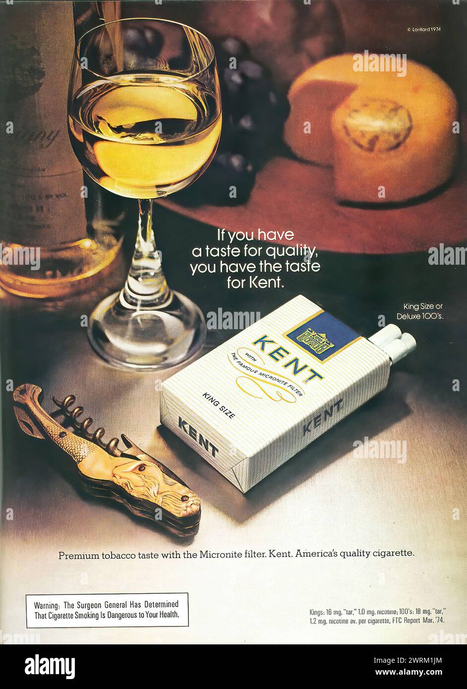 Kent - 1975 - Vintage American magazine advert from the 70s Stock Photo ...