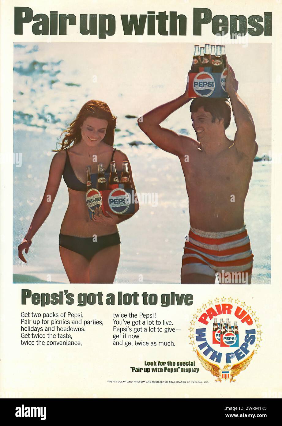 Pepsi - 1970 - Vintage American magazine advert from the 70s Stock Photo - Alamy