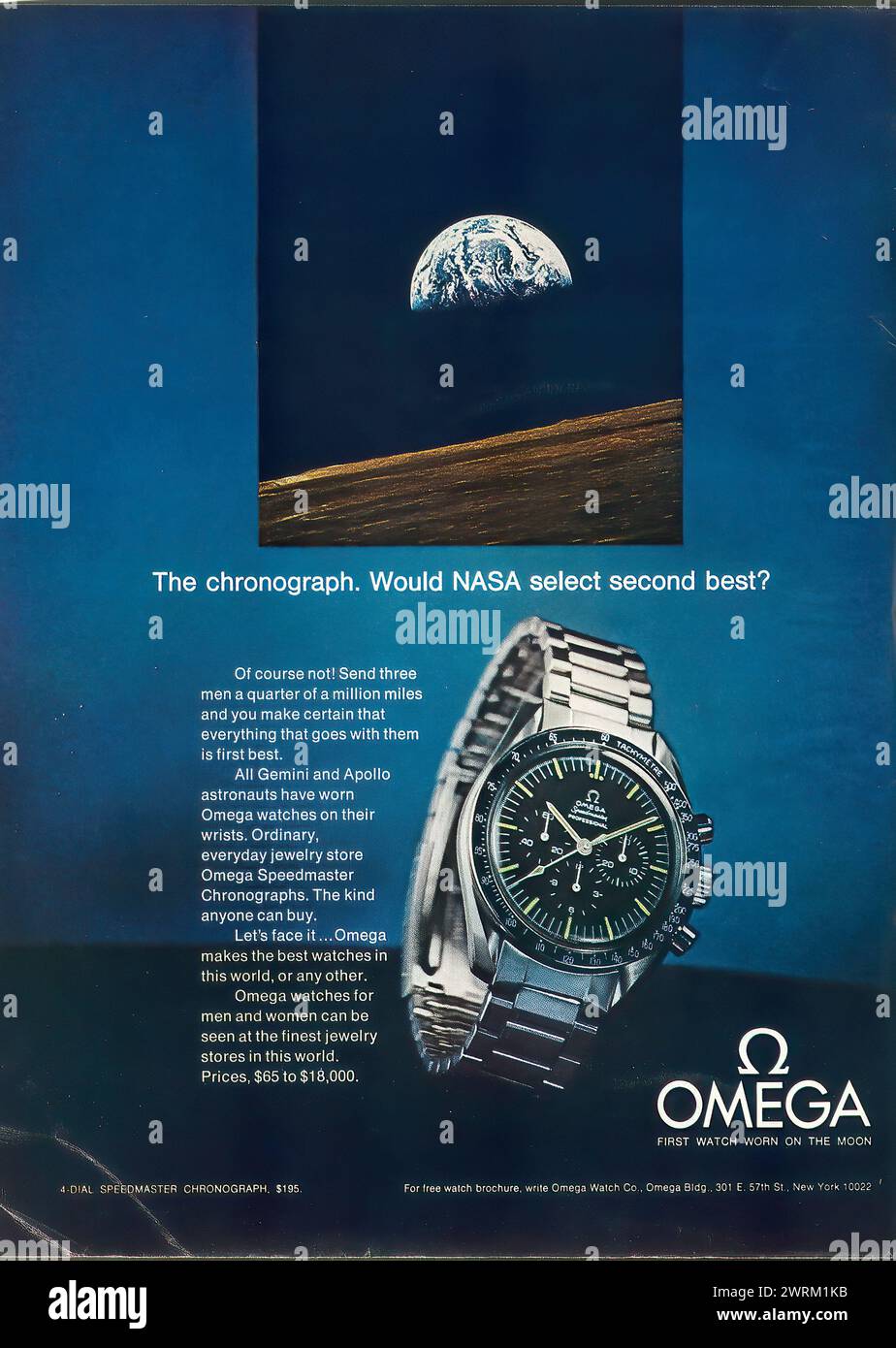 Omega - 1970 - Vintage American magazine advert from the 70s Stock ...