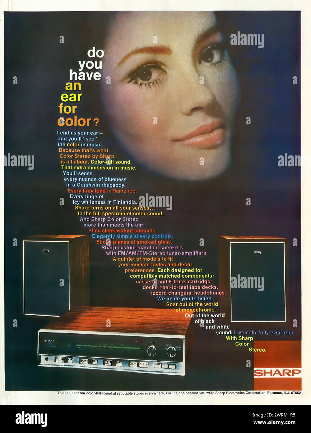 Sharp - 1970 - Vintage American magazine advert from the 70s Stock ...