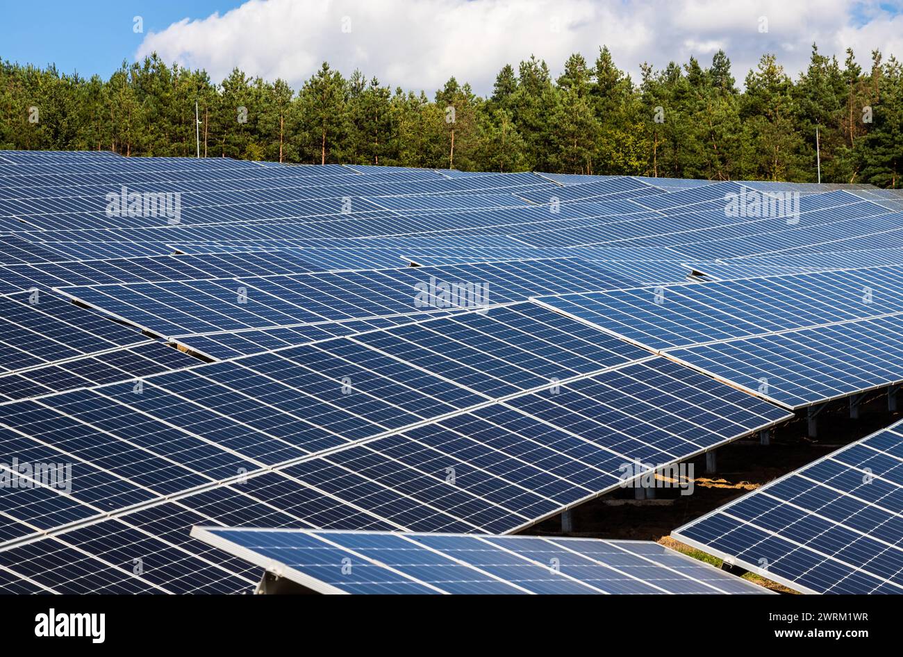 solar panels with the sunny sky. Blue solar panels. background of ...