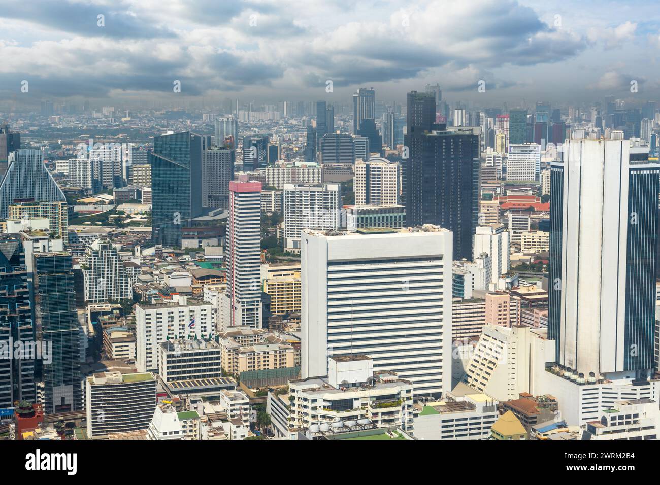Aerial view of Bangkok modern office buildings, condominium in Bangkok ...