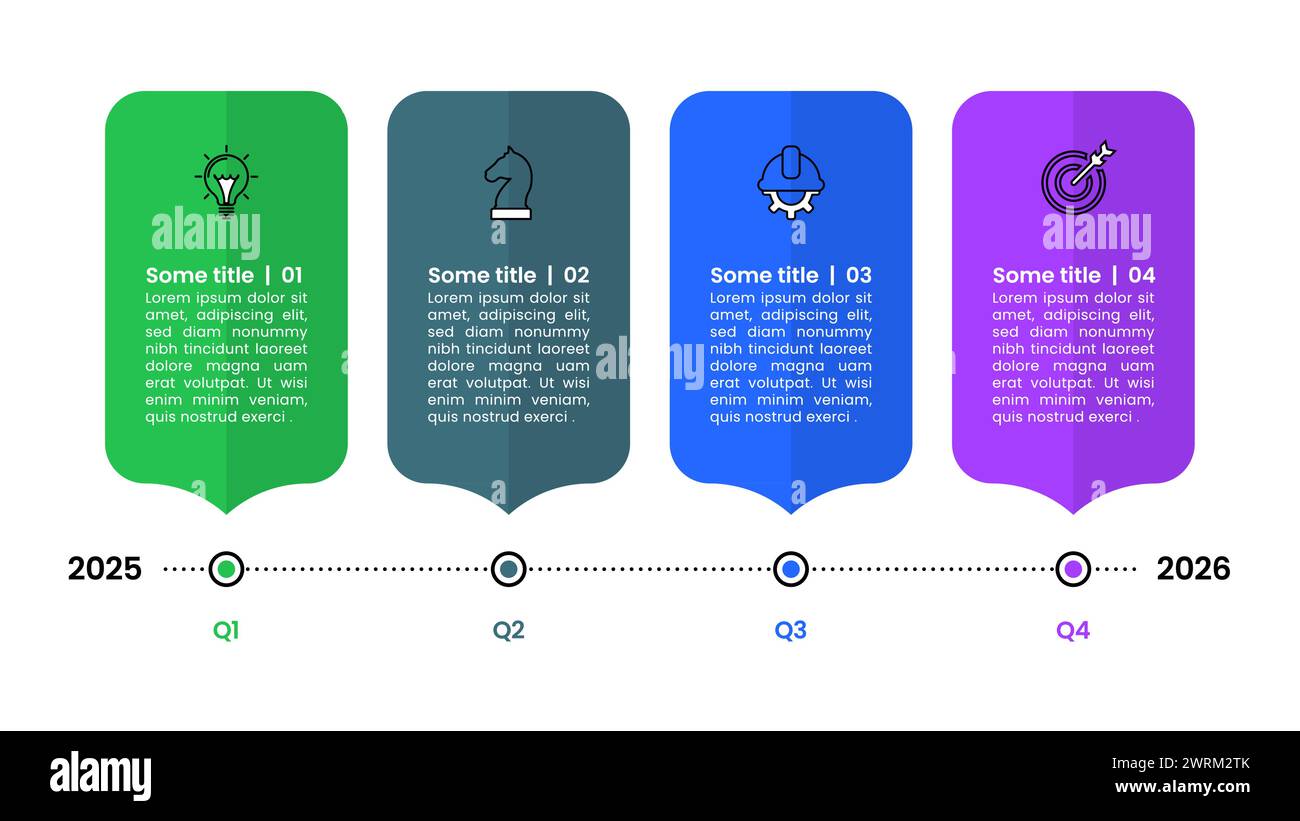 Infographic template with icons and 4 options or steps. Quarterly plan. Can be used for workflow ...