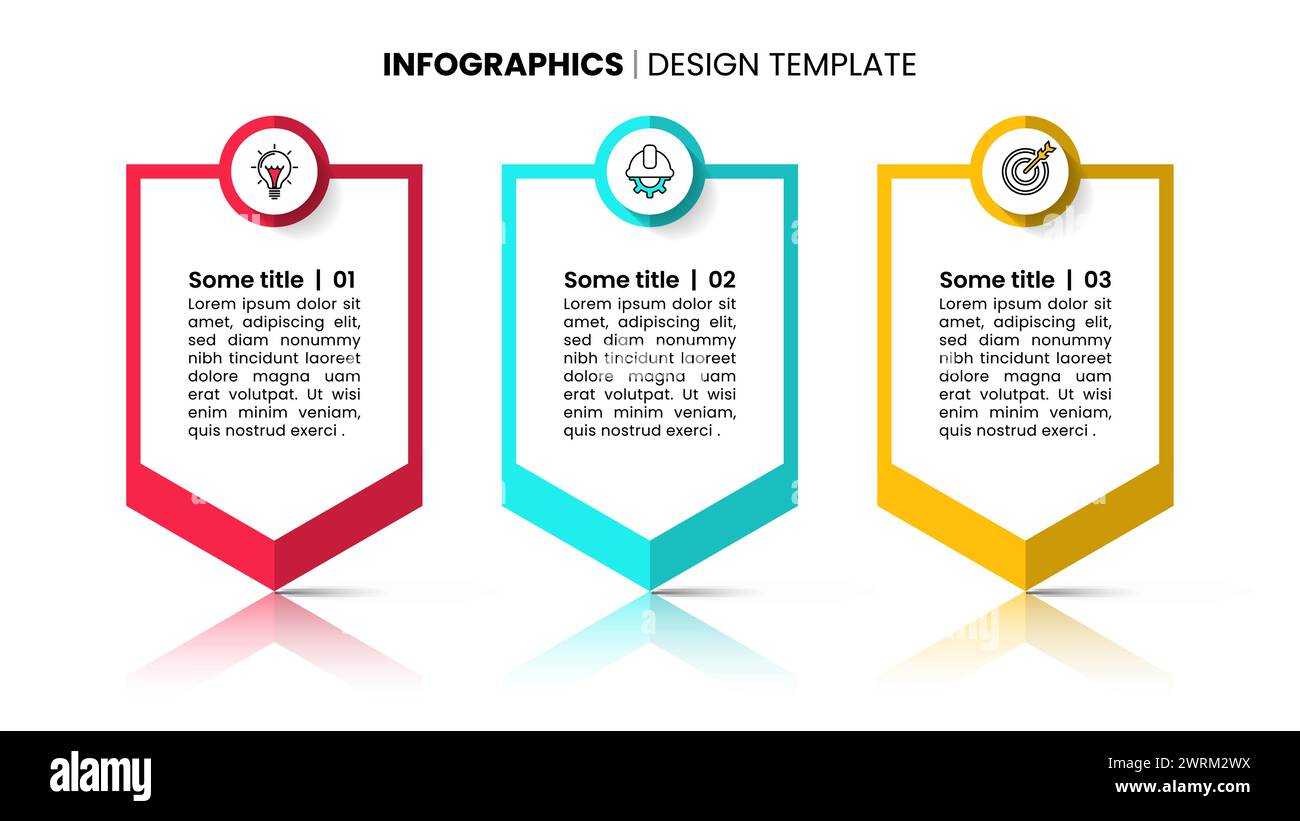 Infographic template with icons and 3 options or steps. Standing ...
