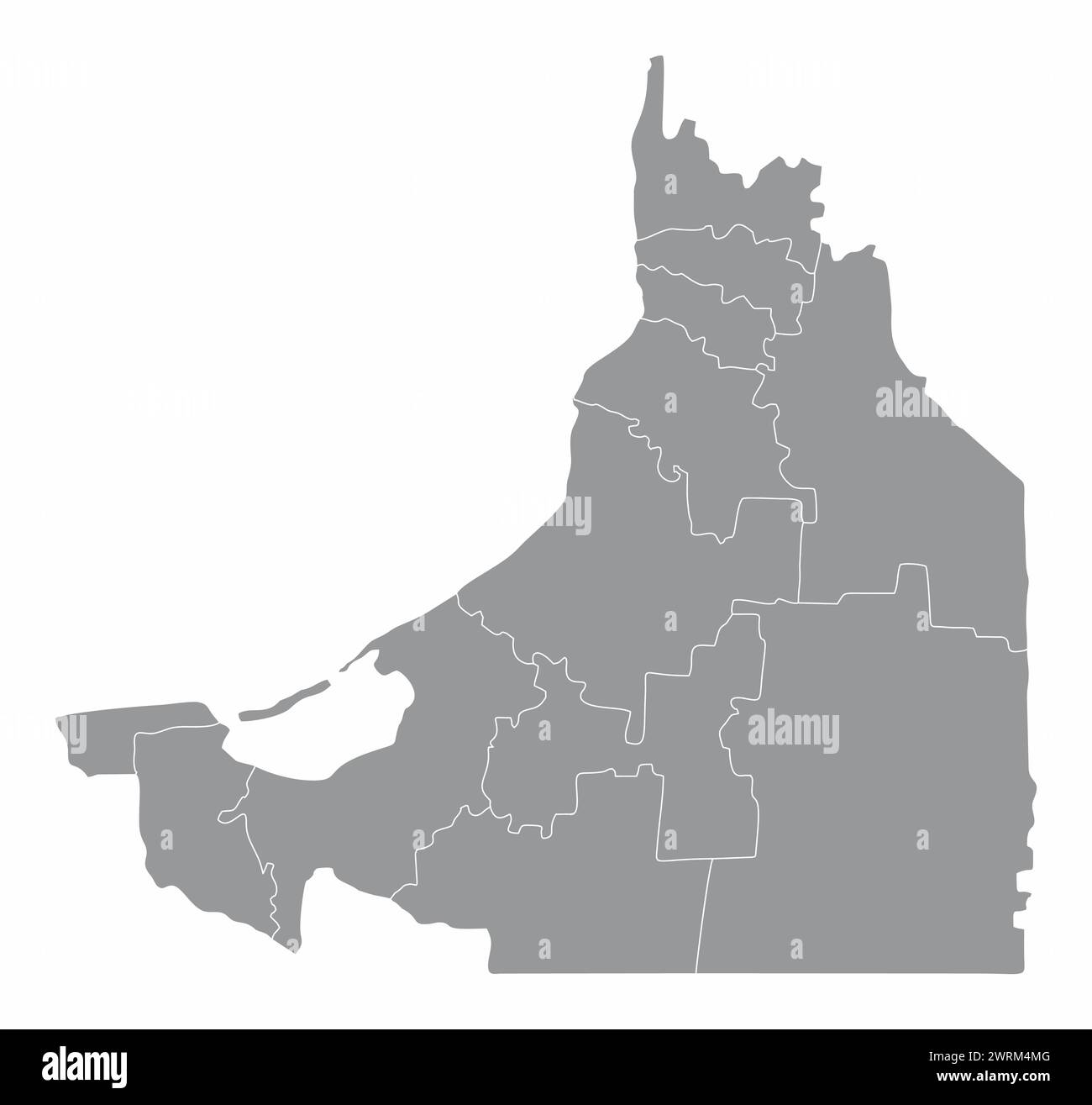 Campeche State administrative map isolated on white background, Mexico ...