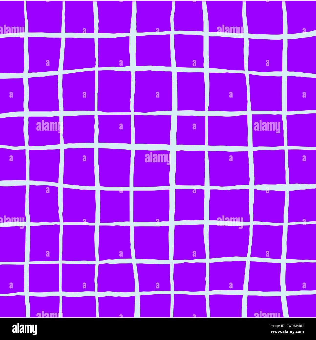 Hand drawn cute grid. doodle purple, violet, blue, white, pale plaid ...