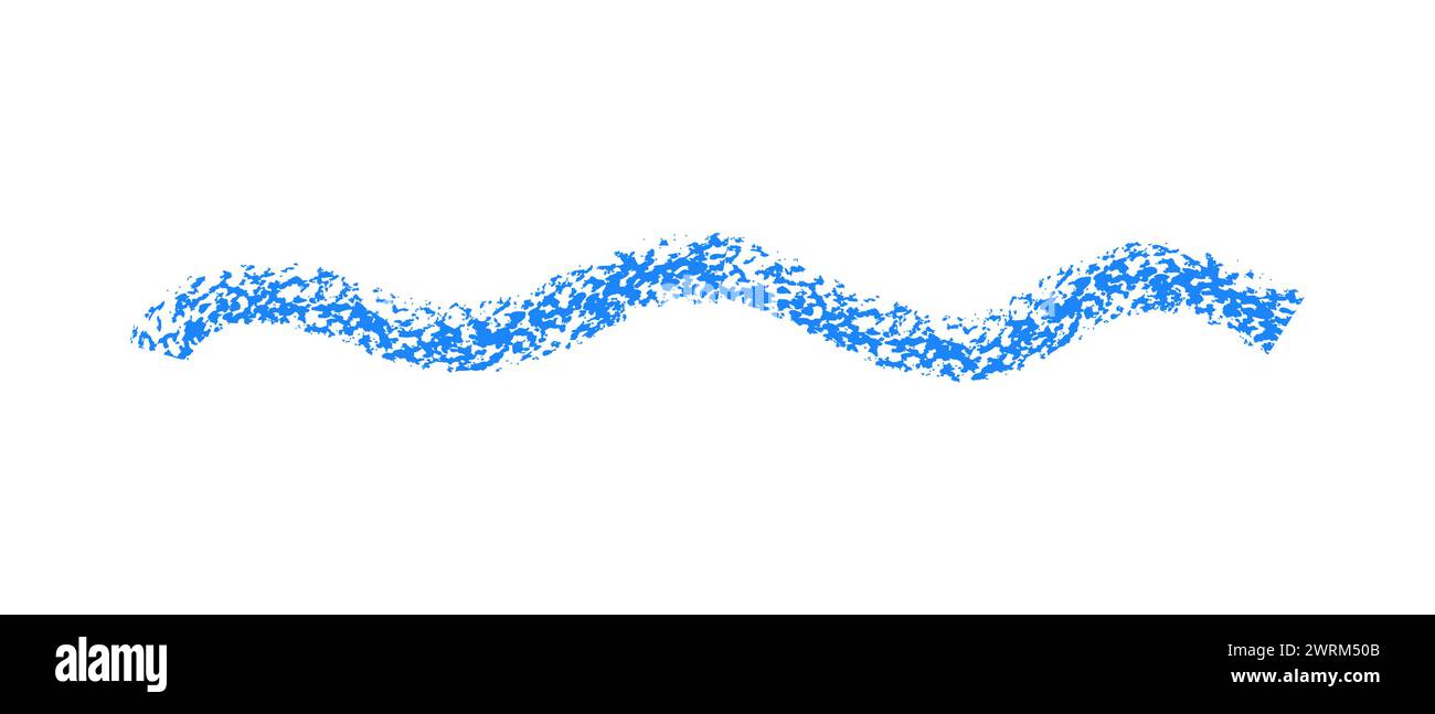 Hand drawn wavy line drawn with wax crayon, chalk or charcoal. Uneven ...