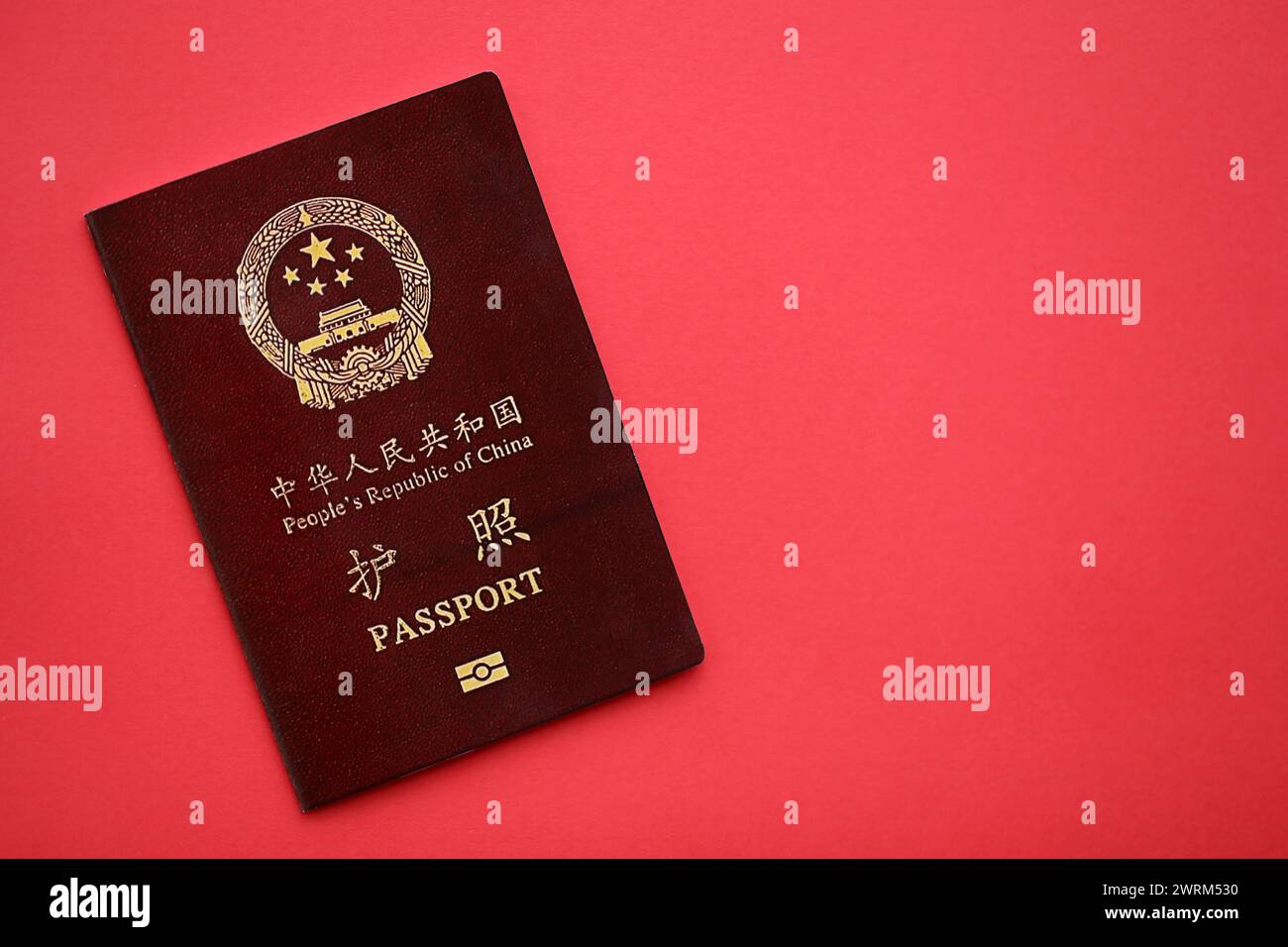 Red passport of People Republic of China. PRC chinese passport on ...
