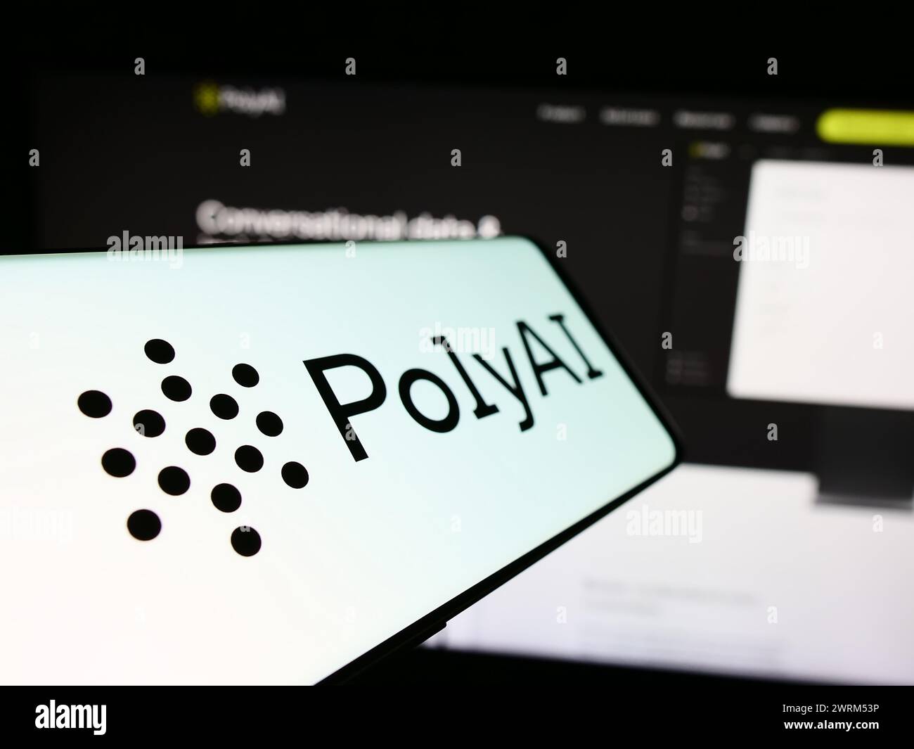 Mobile phone with logo of conversational artificial intelligence ...