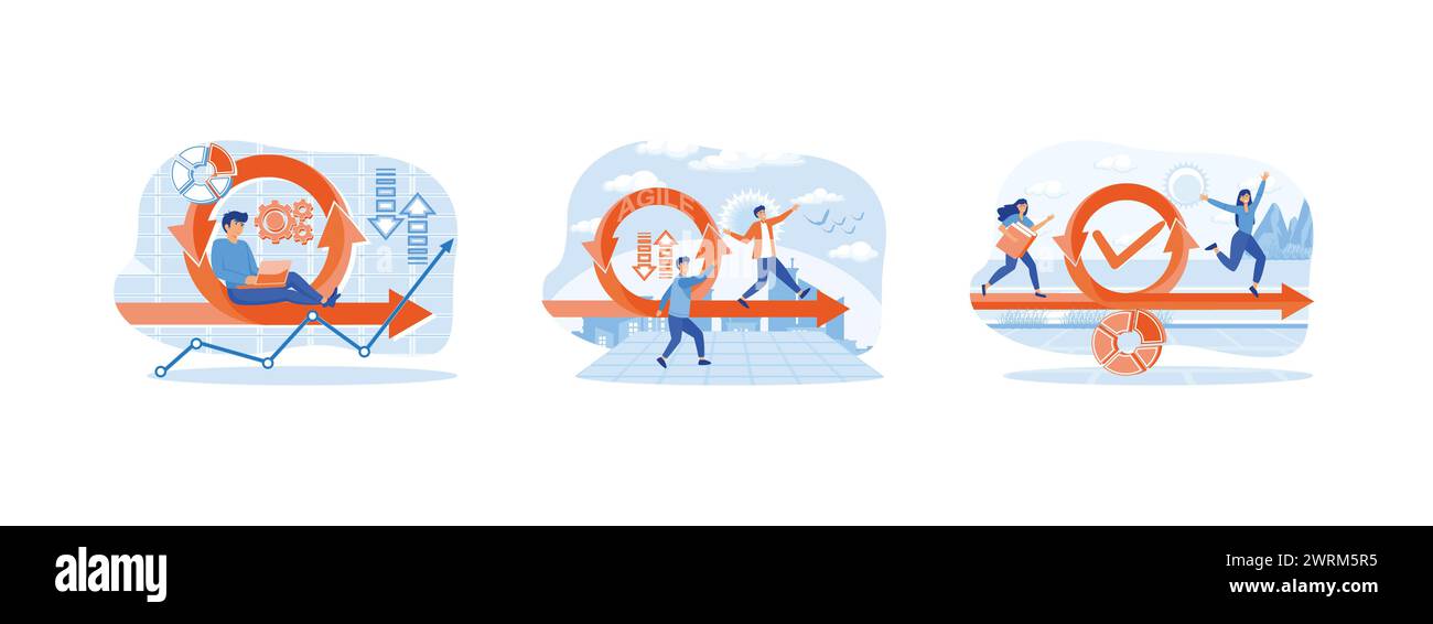 Agile Developmentagile Development Methodology Business People Run Into Project Agile