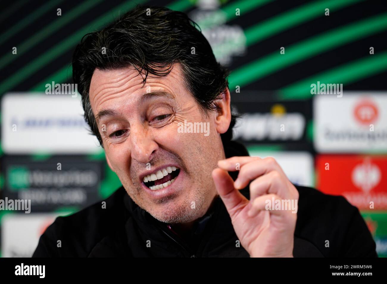 Aston Villa manager Unai Emery during a press conference at the ...