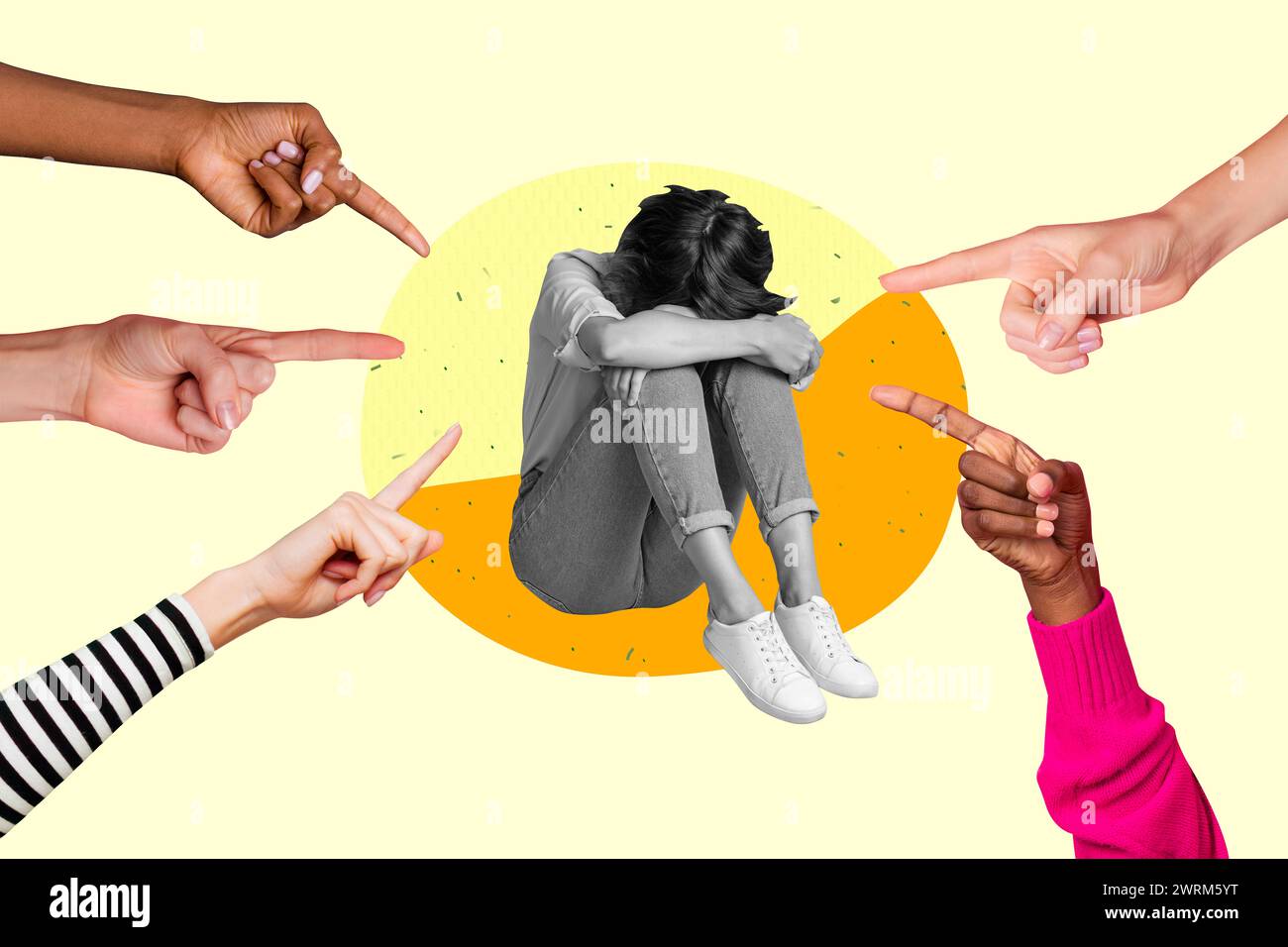 3D photo collage trend artwork composite sketch image of young sad lady ...