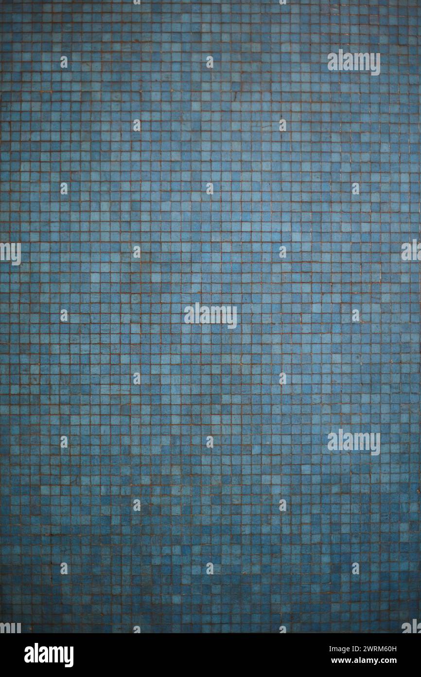 blue tiled wall with small tiles in subway Stock Photo - Alamy
