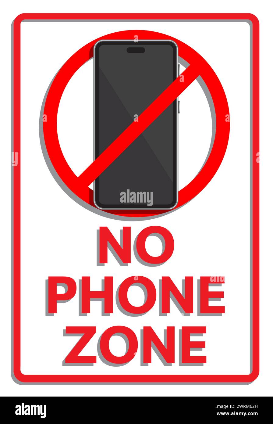 Telephone warning stop sign icon. With text NO PHONE ZONE. Vector ...