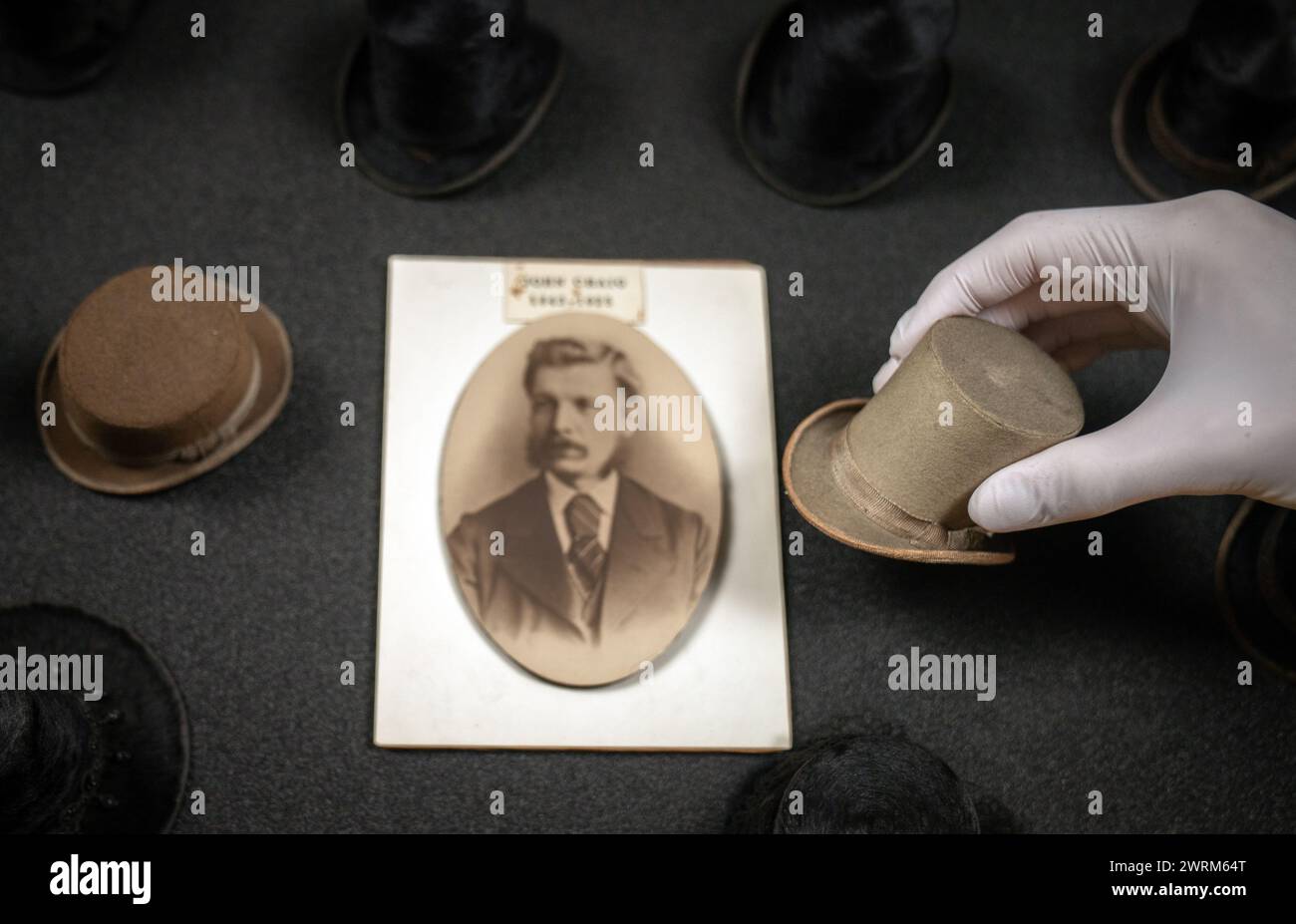 Tiny hats from a collection of vintage miniature millinery, made by ...
