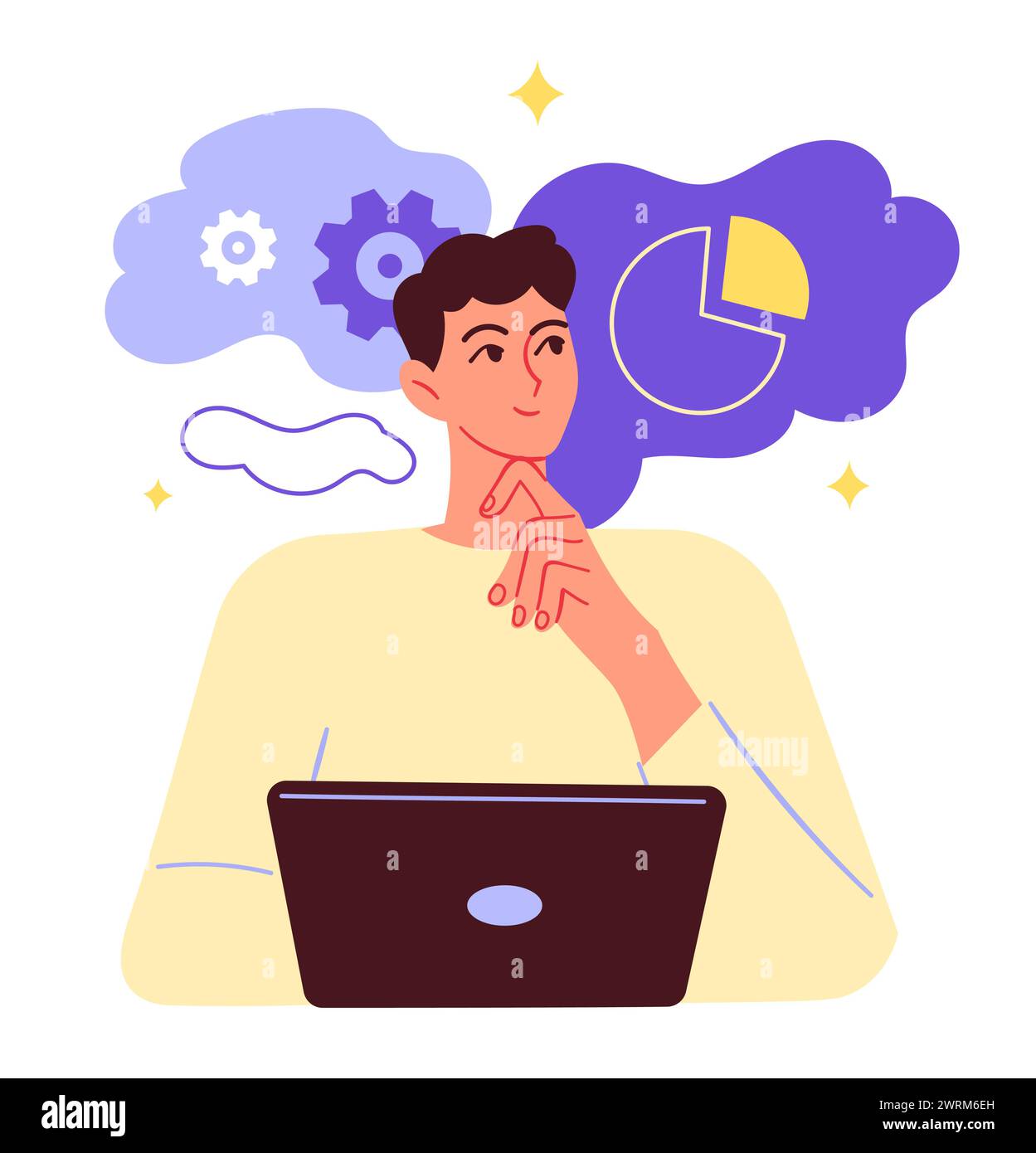 Business thinking man laptop Stock Vector Images - Alamy