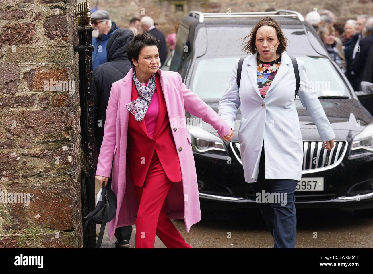 BBC Radio Scotland presenter Fiona Stalker and her wife Leah leave the ...