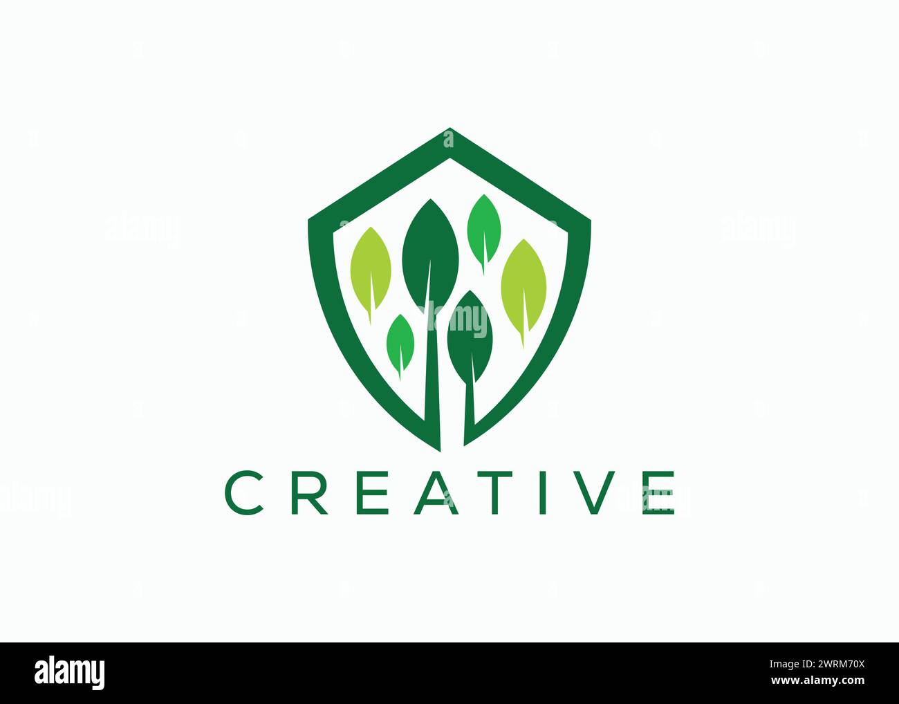 Creative and minimal Shield Leaf logo vector template. Security eco leaf. Protect leaf eco ...