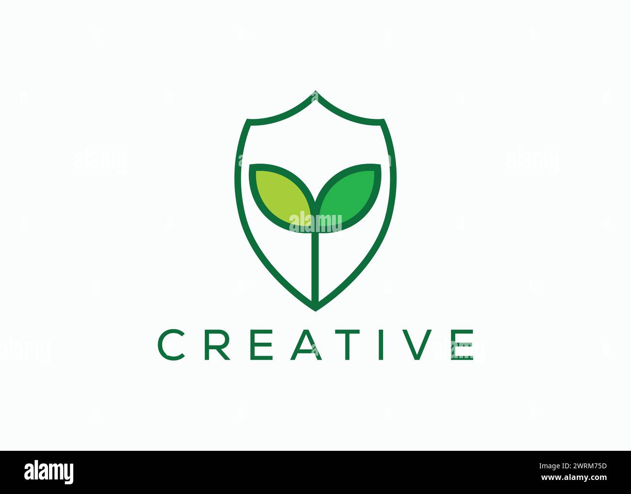 Creative and minimal Shield Leaf logo vector template. Security eco ...