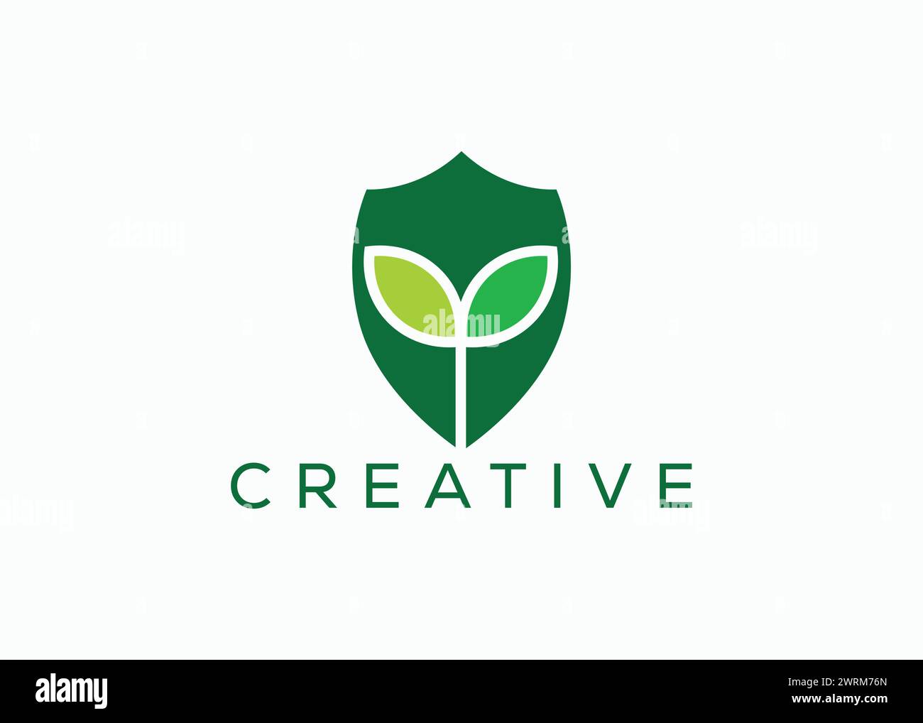 Creative and minimal Shield Leaf logo vector template. Security eco ...