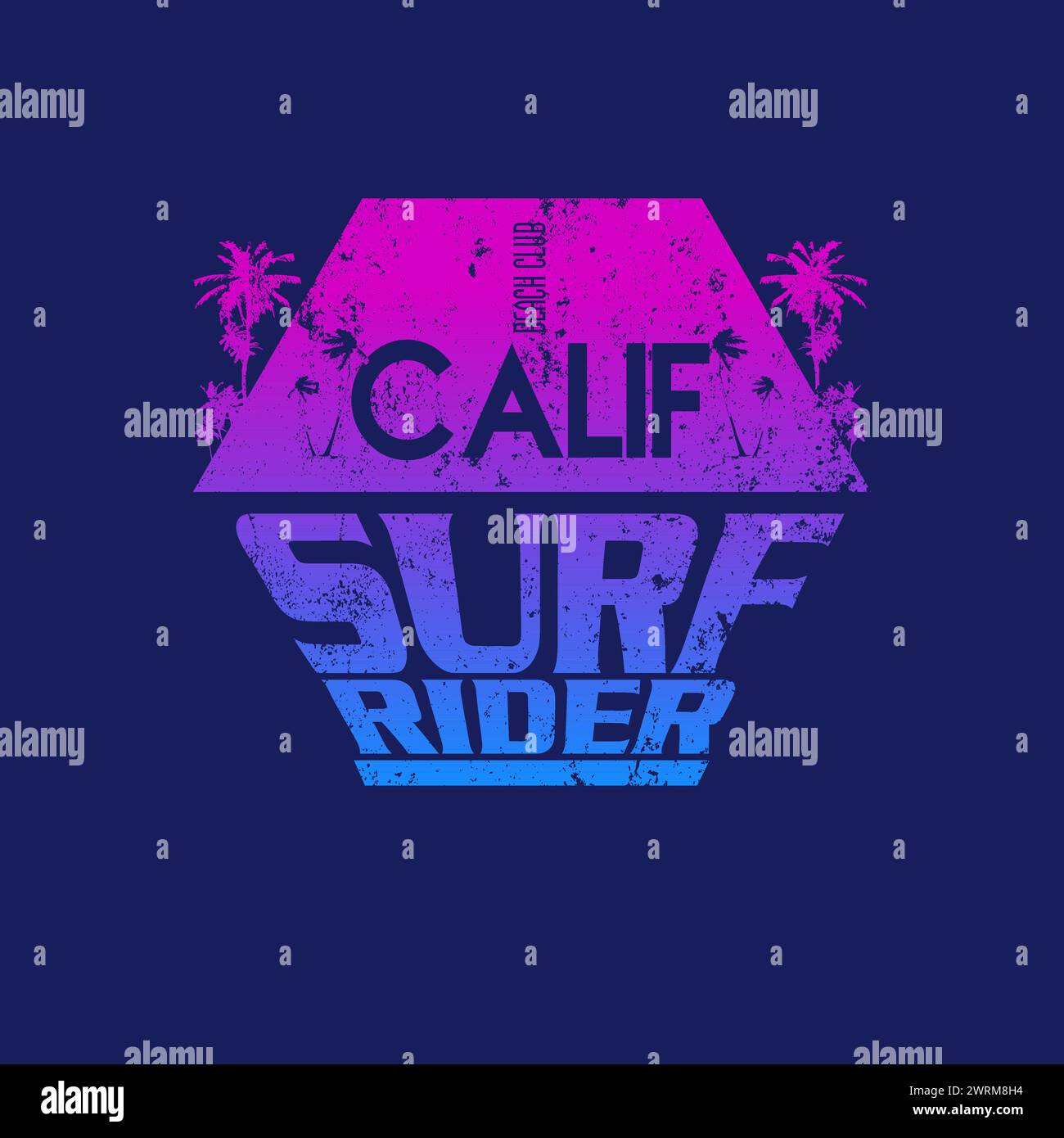 Calif Surf Rider Typography Hexagon gradient palm tree grunge graphic ...