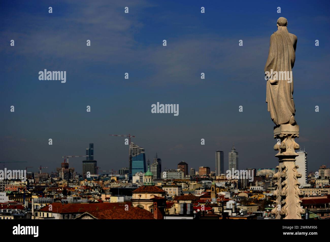 Milan view from Cathedral Basilica Nativity Saint Mary church Duomo ...