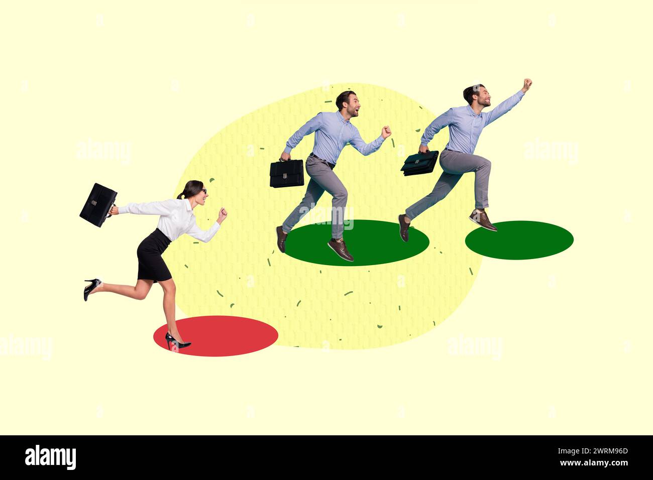 Composite artwork sketch 3D photo collage of young ambitious colleagues ...