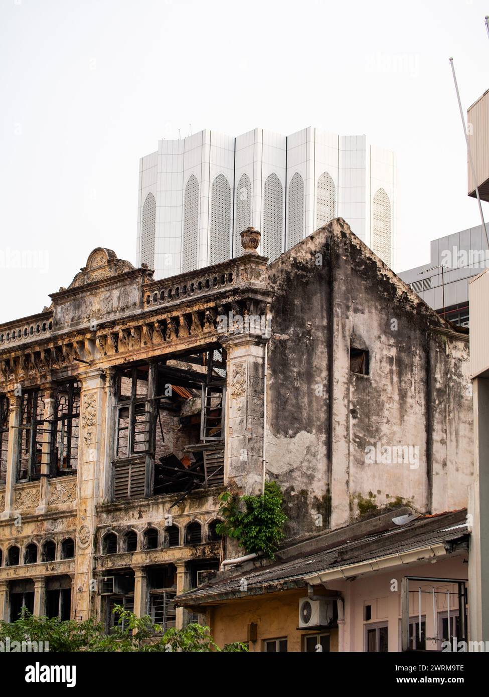 Old buildings contrasted against new buildings, Kuala Lumpur, Malaysia ...