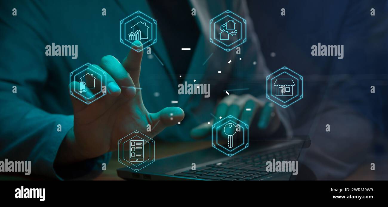 Cg tech collage. Against the background of a silhouette of an employee ...