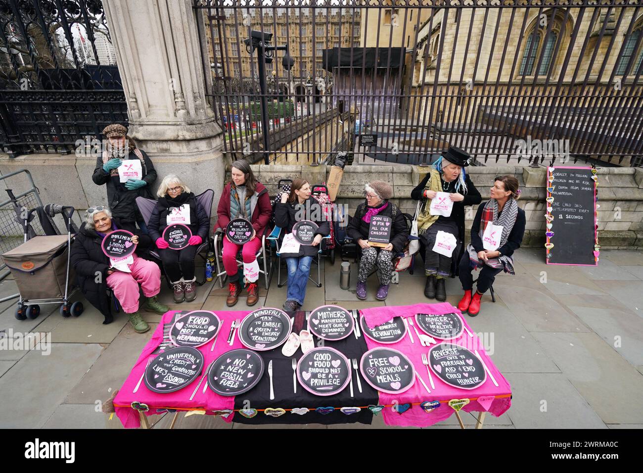 A group of mothers taking part in a five day hunger strike, which began ...
