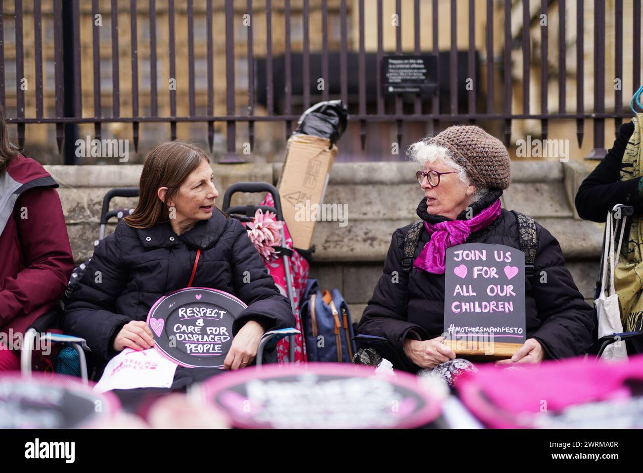 A group of mothers taking part in a five day hunger strike, which began ...