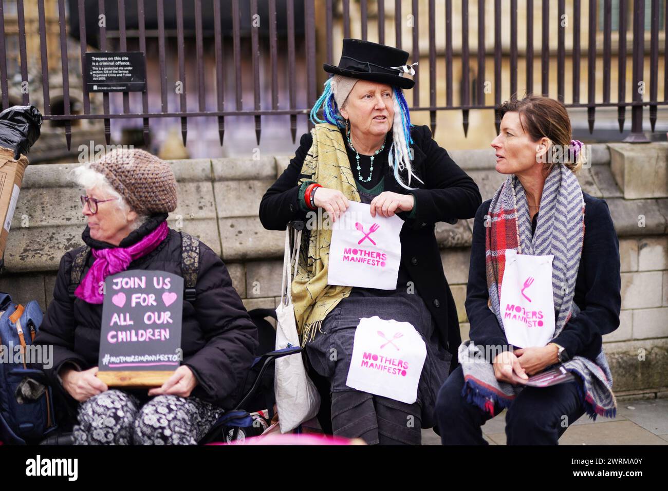 A group of mothers taking part in a five day hunger strike, which began ...
