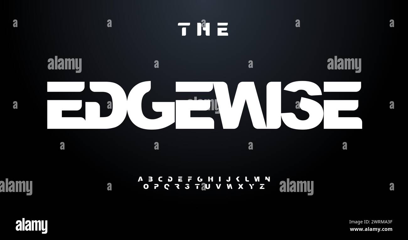 Cutting-edge bold alphabet, cropped minimalist letters, futuristic ...