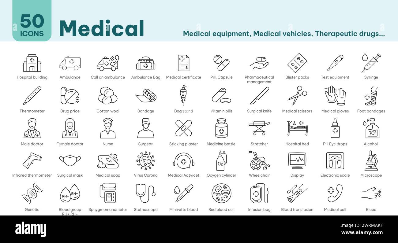 Syringe stethoscope thermometer bottle Stock Vector Images - Alamy
