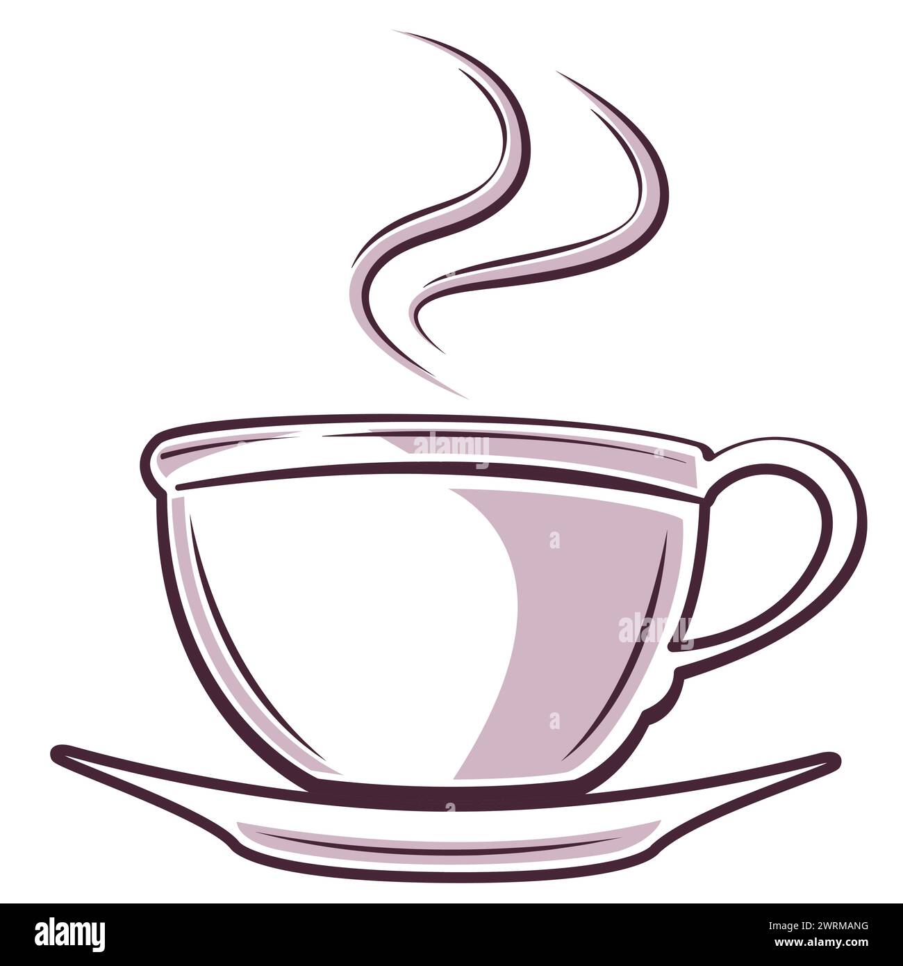 Hot drink glass cup with steam outline style isolated vector design ...