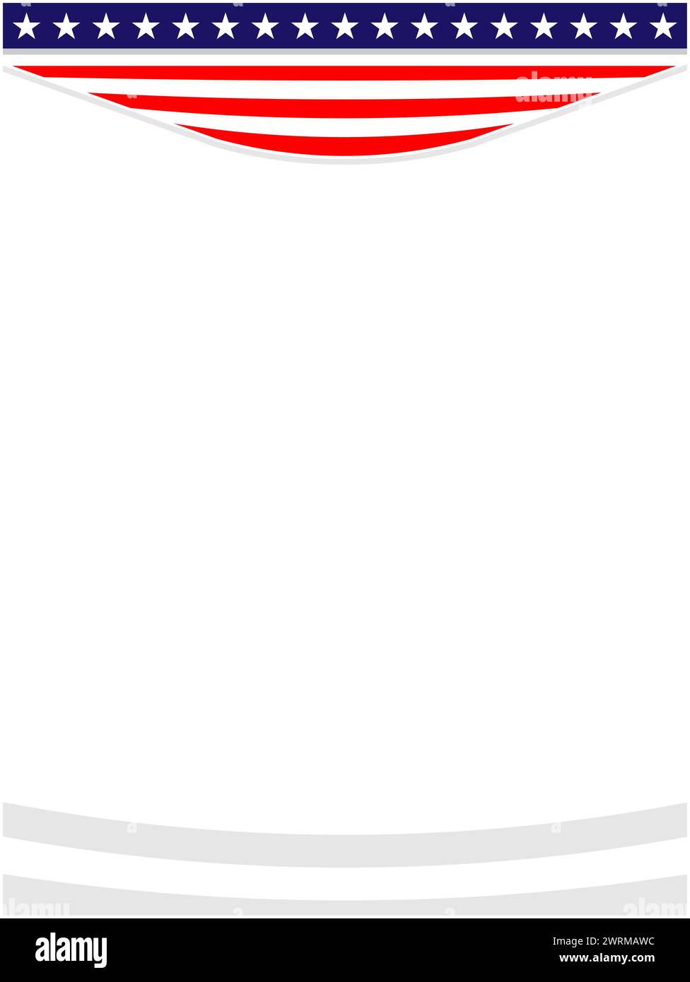 Abstract USA flag symbols wave pattern border design letterhead blank ...