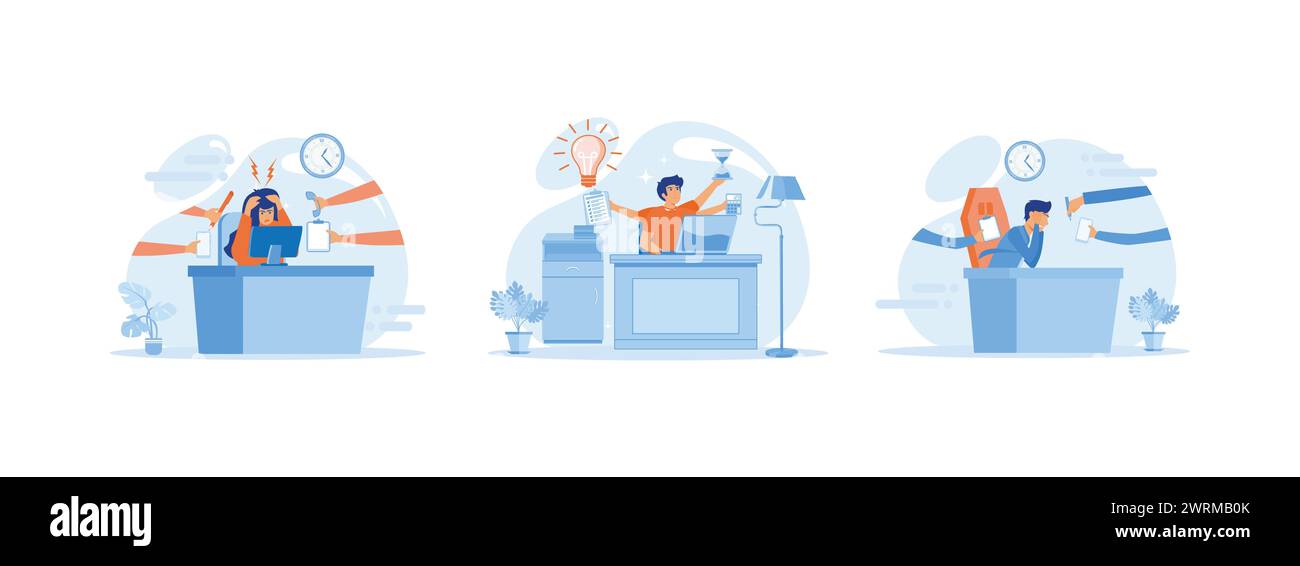 Multitasking and Time Management, Time Management Planning and Scheduling Concept, Business Man ...